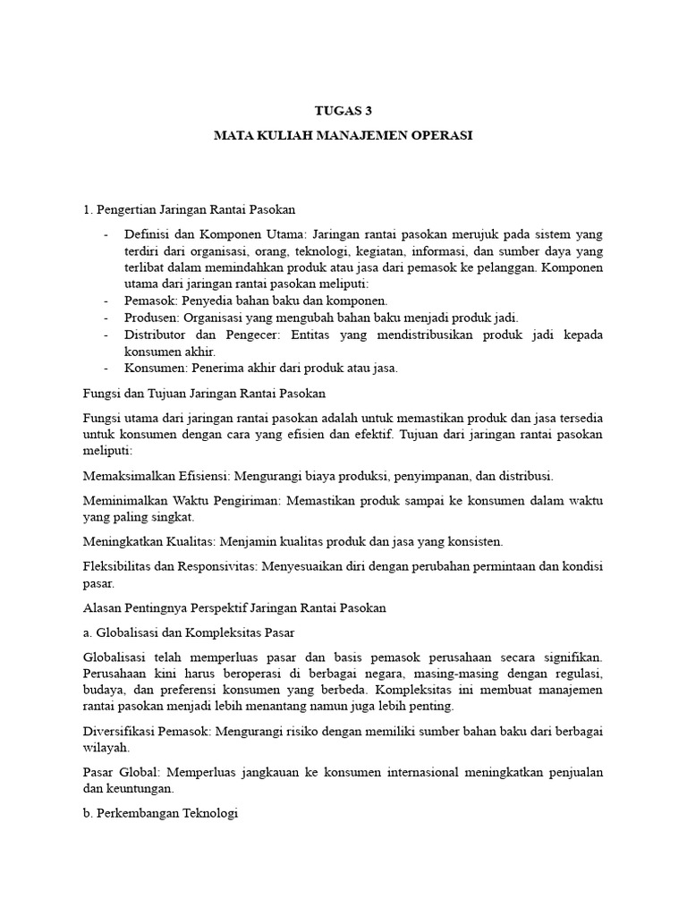 Tugas 3 Manajemen Operasi | PDF