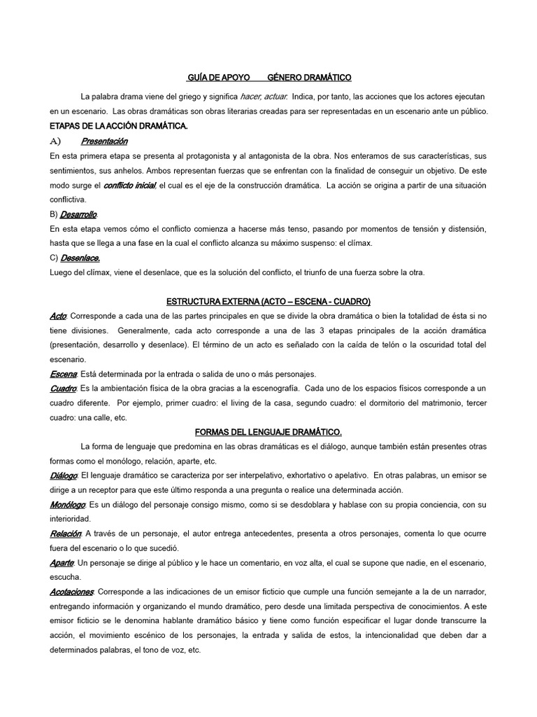 Guía Genero Dramático | PDF | Tragedia | Teatro