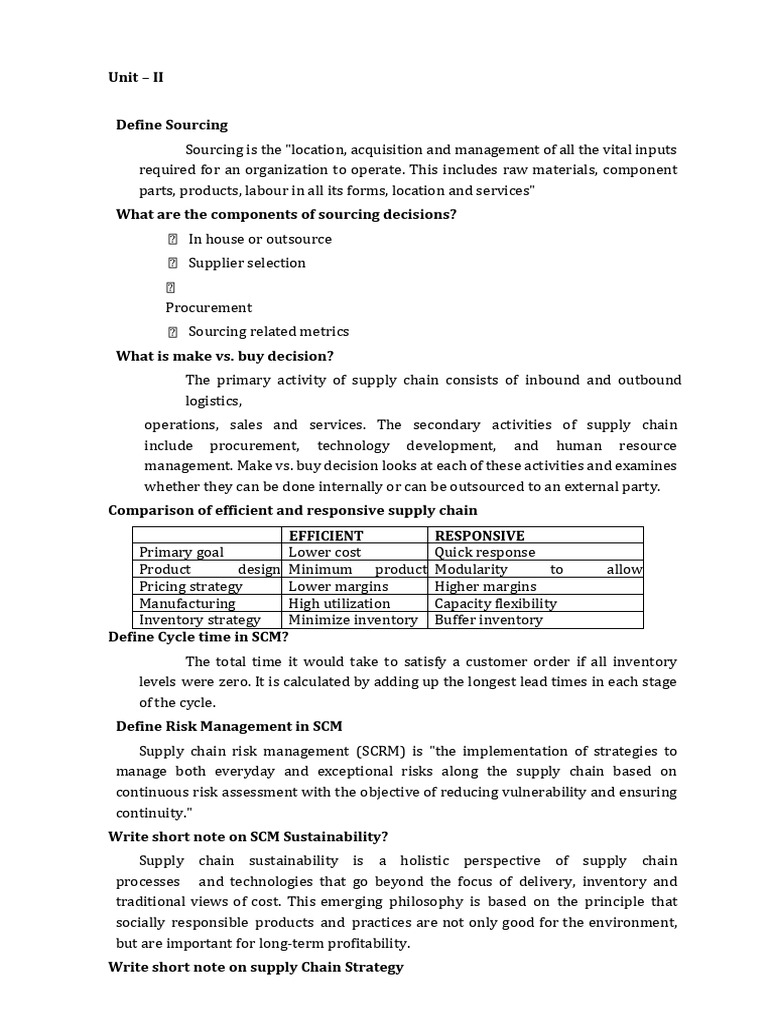 Unit 2 3 Class Notes | PDF | Logistics | Supply Chain Management Unit 2 3 Class Notes | PDF | Logistics | Supply Chain Management