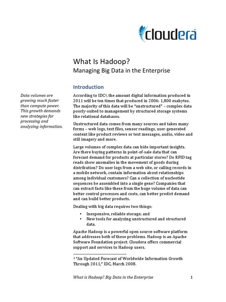 What Is Hadoop | Download Free PDF | Apache Hadoop | Computer Cluster