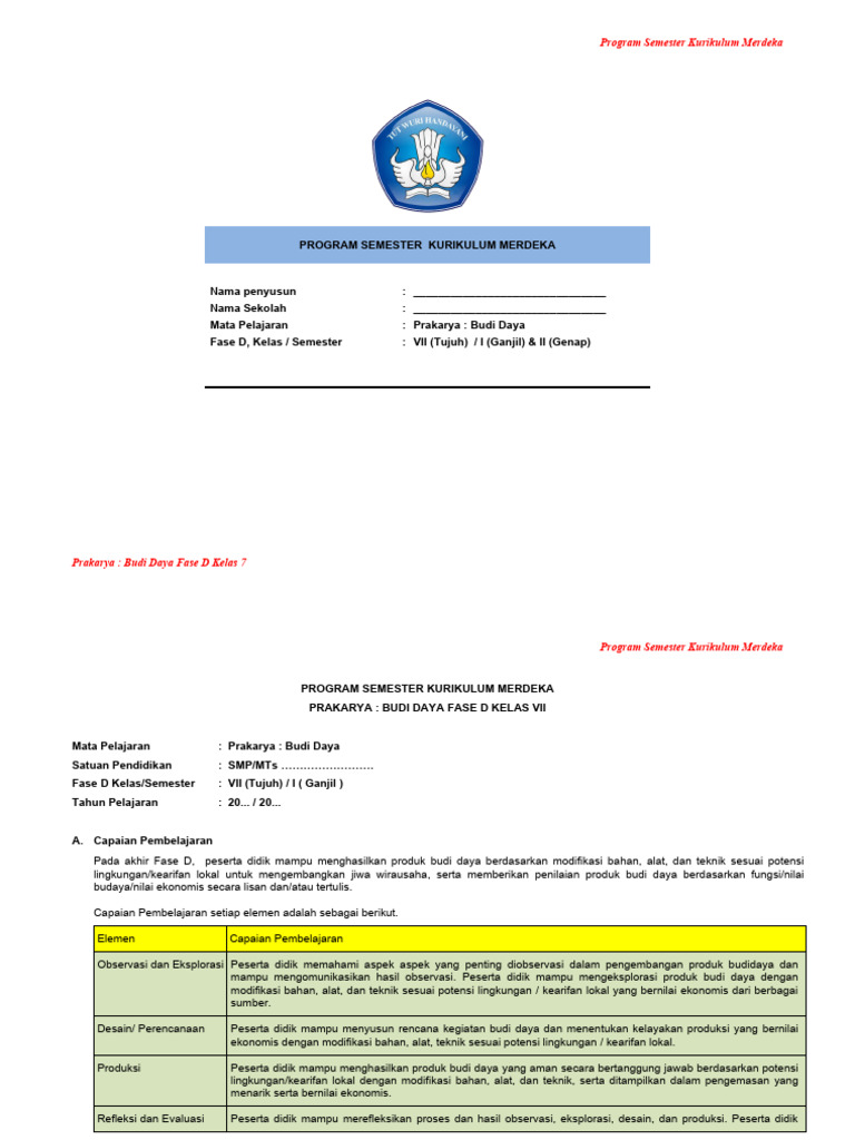PROMES Kurikulum Merdeka | PDF