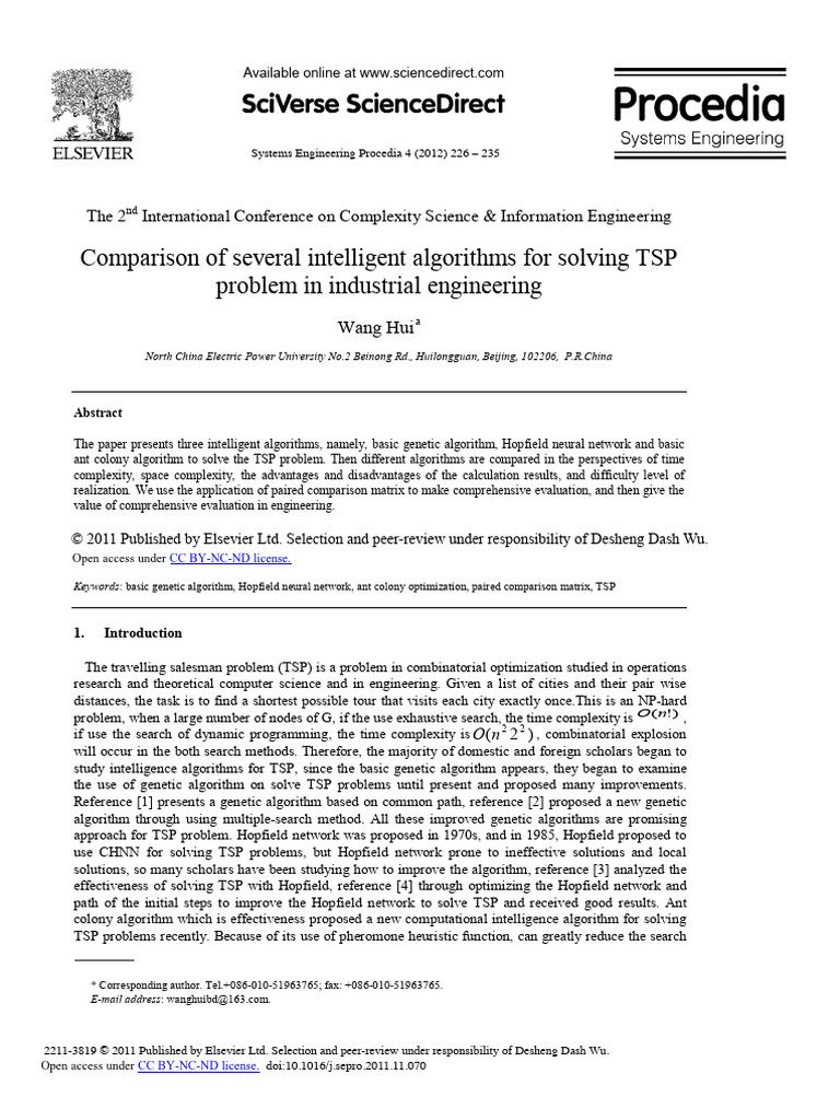 Intelligent Algorithms for TSP | PDF | Genetic Algorithm | Computer Science