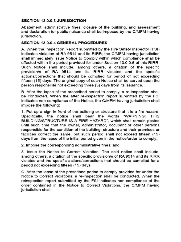 General Inspection Procedures | PDF | Fire Safety | Nuisance