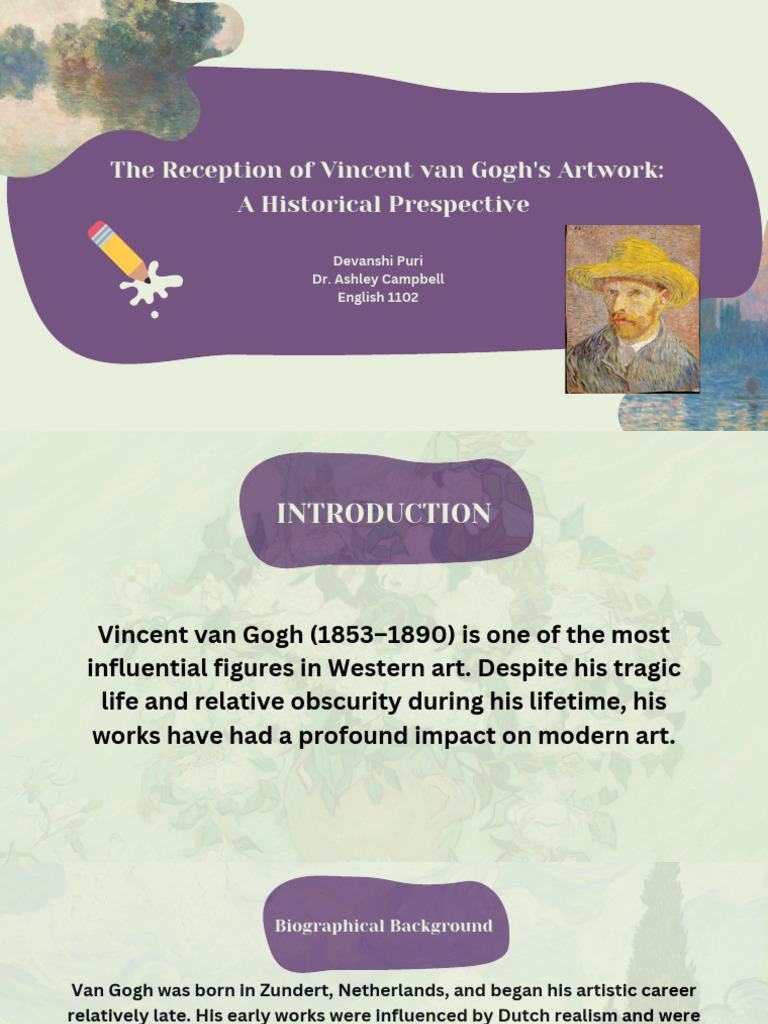 Research presentation of Vincent van Gogh's Artwork | PDF | Vincent Van ...