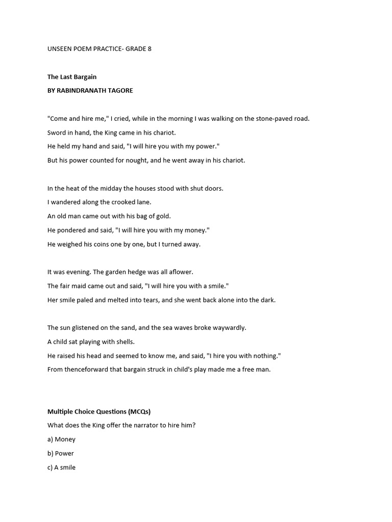 Unseen Poem Practice | PDF