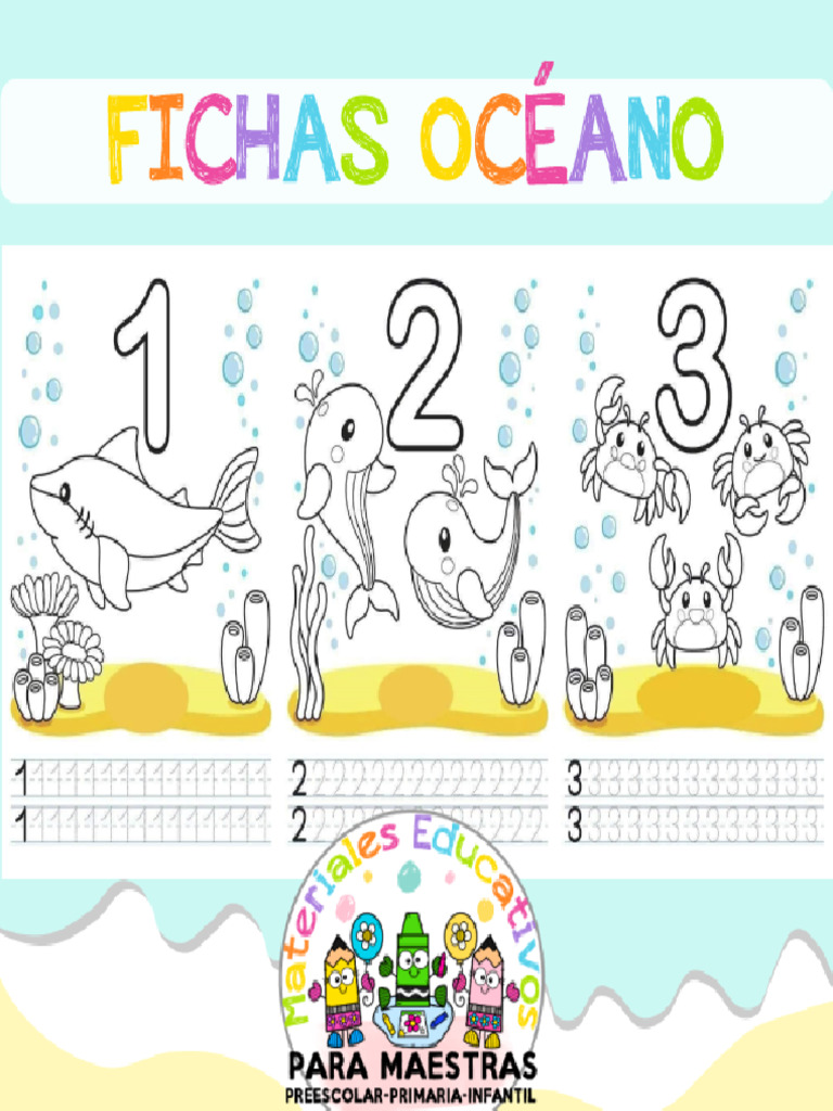 Fichas Números Del Océano Por Materiales Educativos para Maestras | PDF