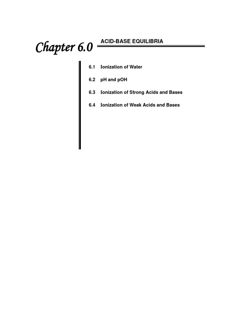 Chapter 6 Acid Base Equilibria Pdf Hydroxide Ph