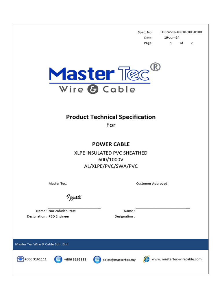 Power Cable Master Tec | PDF | Wire | Electrical Conductor