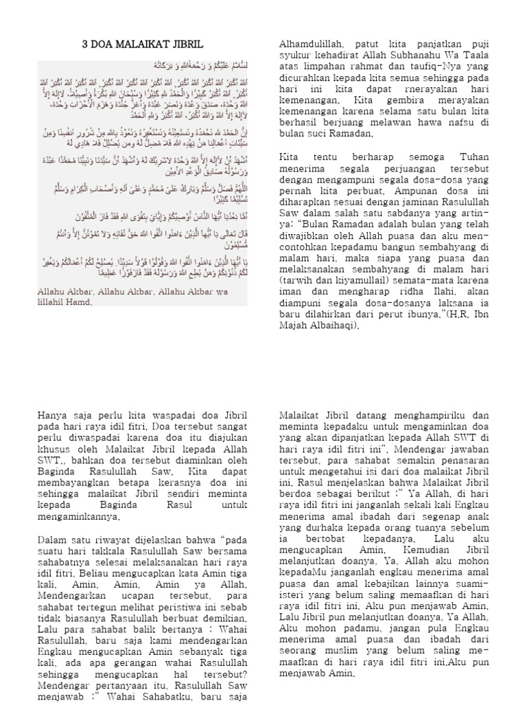 3 Doa Malaikat Jibril | PDF