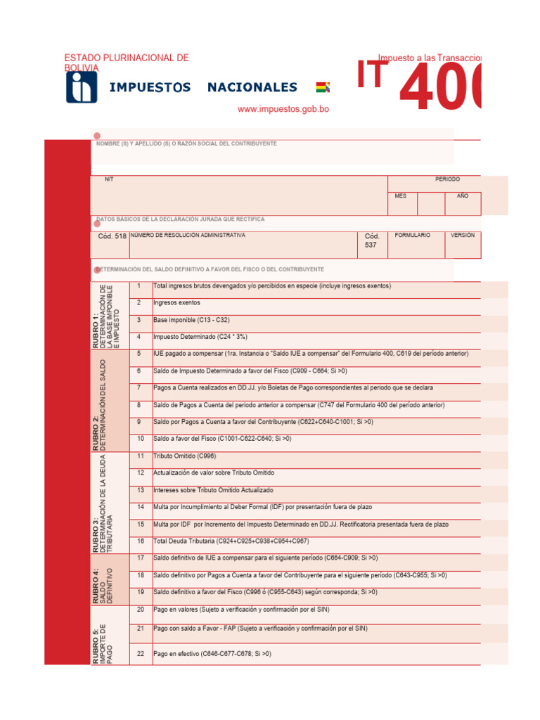FORM 400 v5 | PDF | Impuestos | Contribuyente