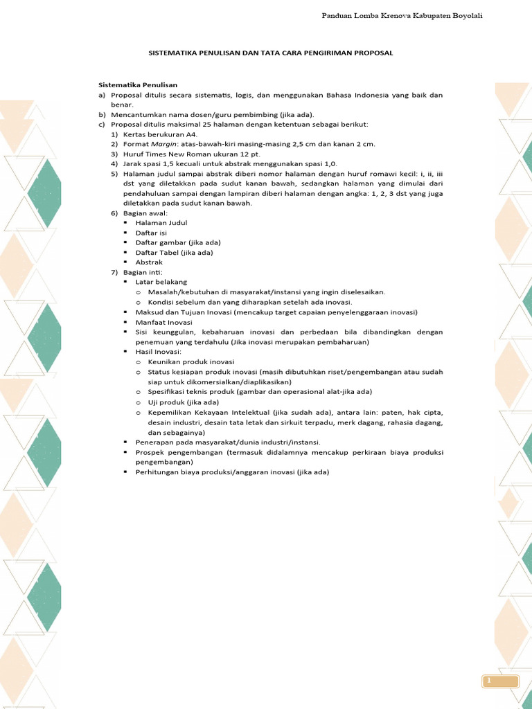 Sistematika Penulisan Proposal Krenova | PDF | Seni