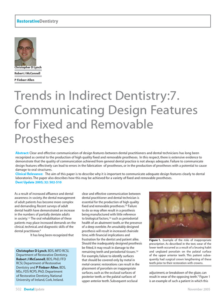 2005 - Trends in Indirect Dentistry, Communicating Design Features for ...