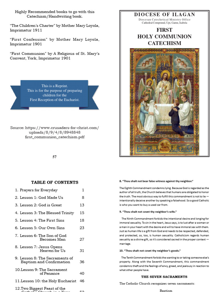 First Holy Communion Catechism Guide | PDF | Eucharist | Penance