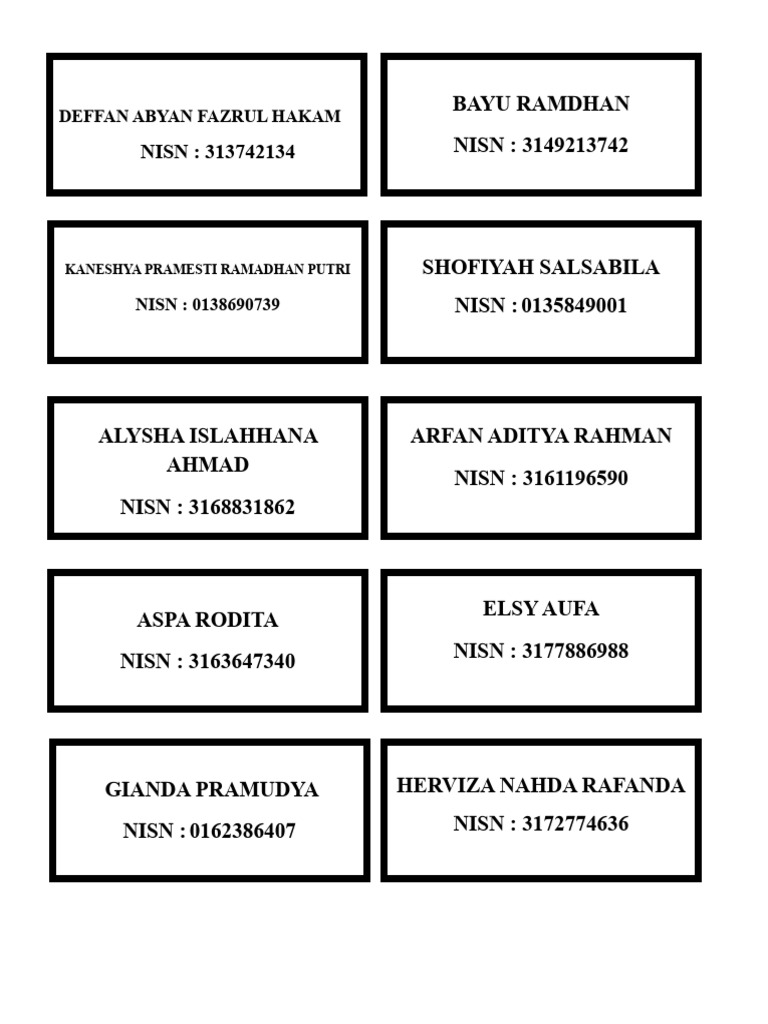 Nama Untuk Cover Raport | PDF