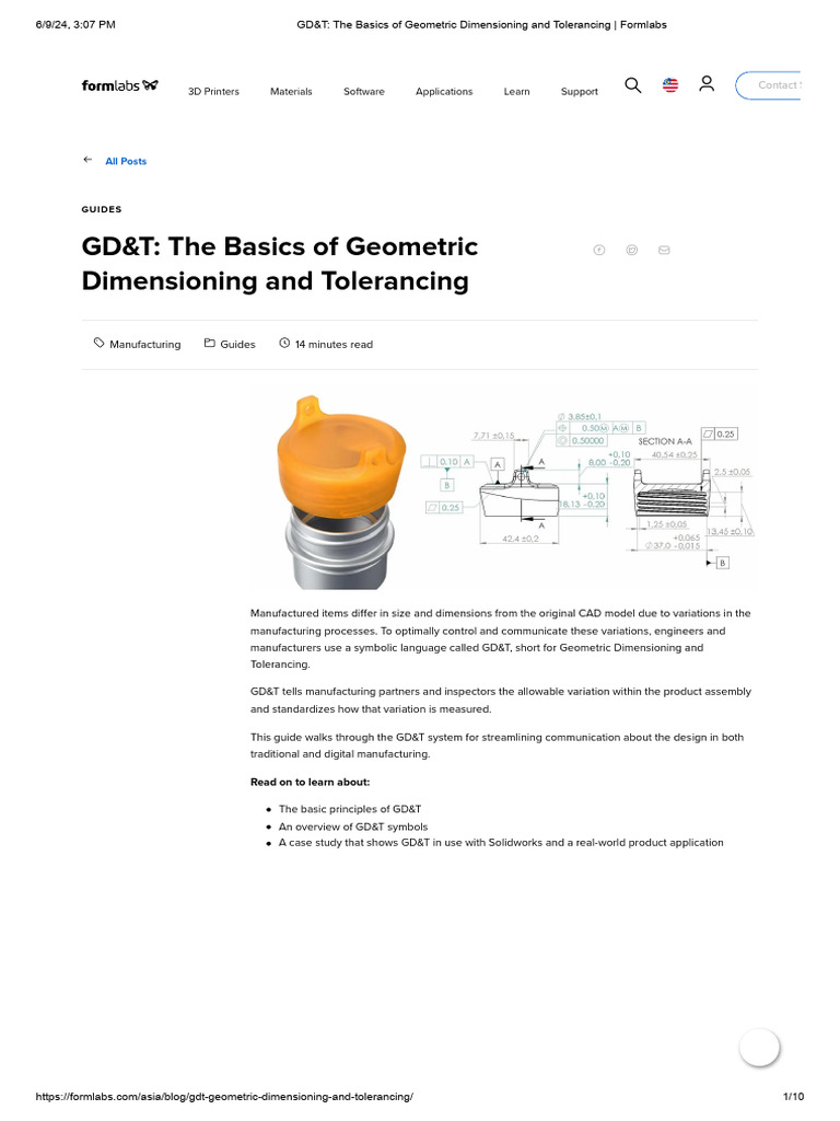 GD&T - The Basics of Geometric Dimensioning and Tolerancing - Formlabs | PDF | Engineering ...