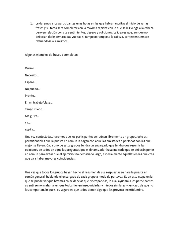 Dinamicas de Autoconocimiento | PDF | Crecimiento personal y ...