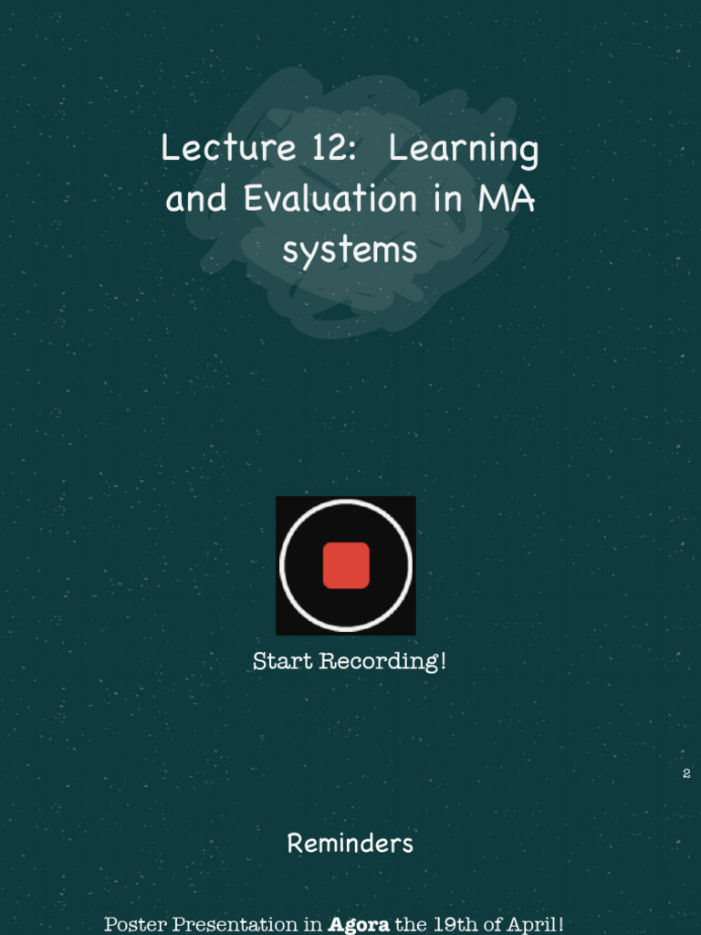 Lecture 12 Evaluating and Learning in Multi-Agent Systems 2 | PDF | Principal Component Analysis ...