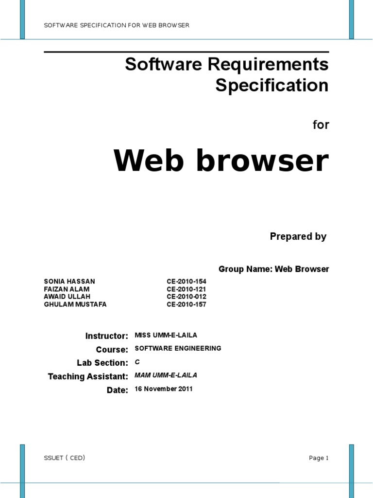 Web Browser: Software Requirements Specification | PDF | Websites ...