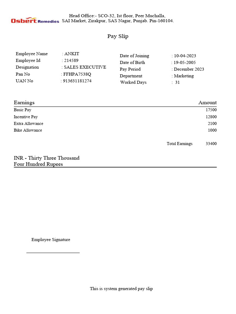 Ankit Pay Slips | PDF | Economies | Economy Of Asia
