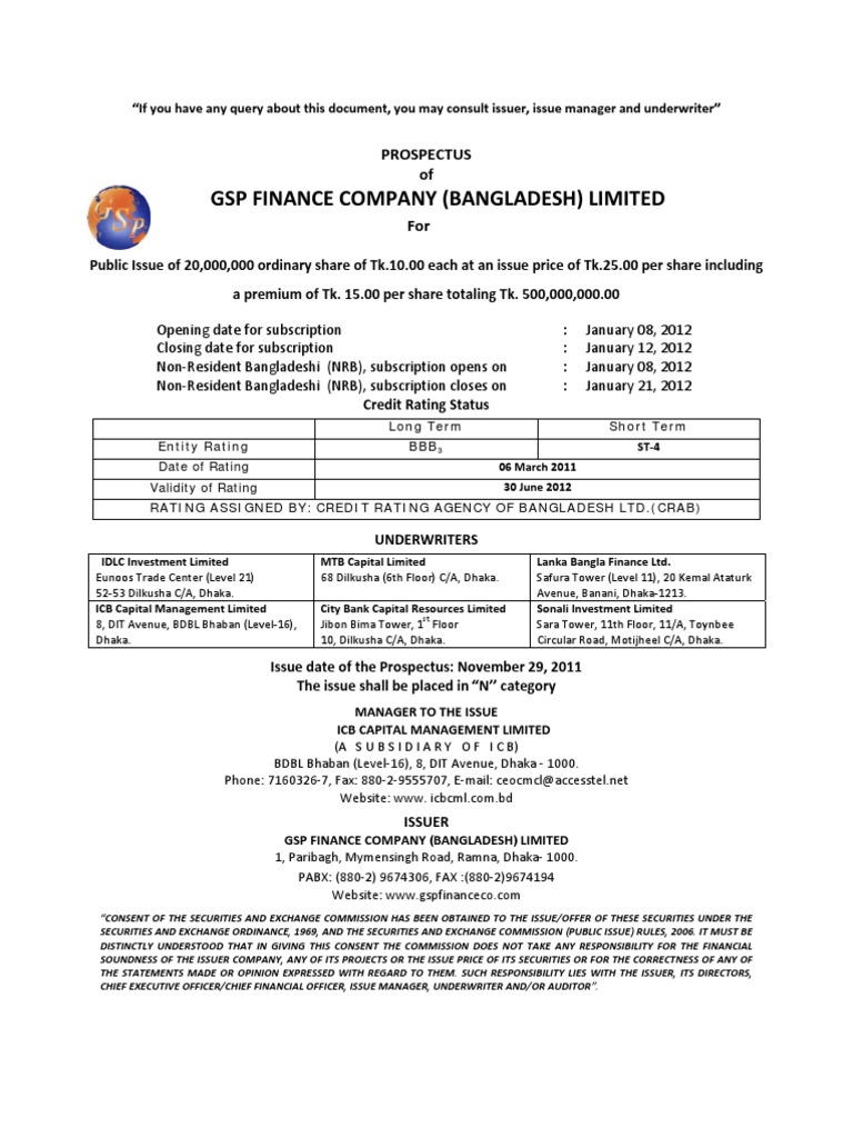 Prospectus of GSP | PDF | Initial Public Offering | Securities (Finance)