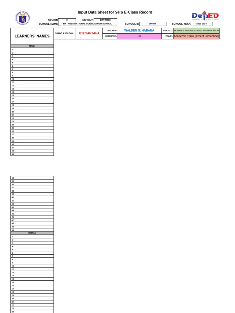 SHS Grading Sheet 2023 2024 | PDF | Behavior Modification | Schools