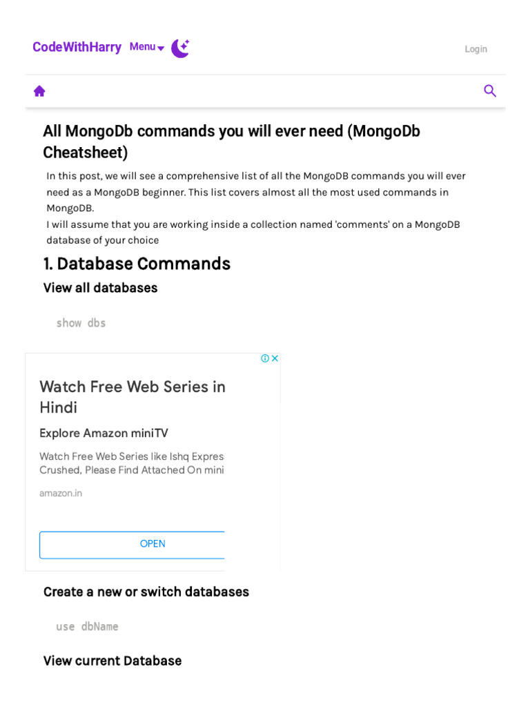All MongoDb Commands You Will Ever Need (MongoDb Cheatsheet ... All MongoDb Commands You Will Ever Need (MongoDb Cheatsheet ...
