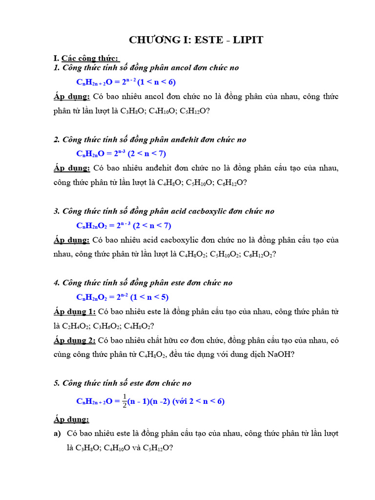 Công TH C Chương I | PDF