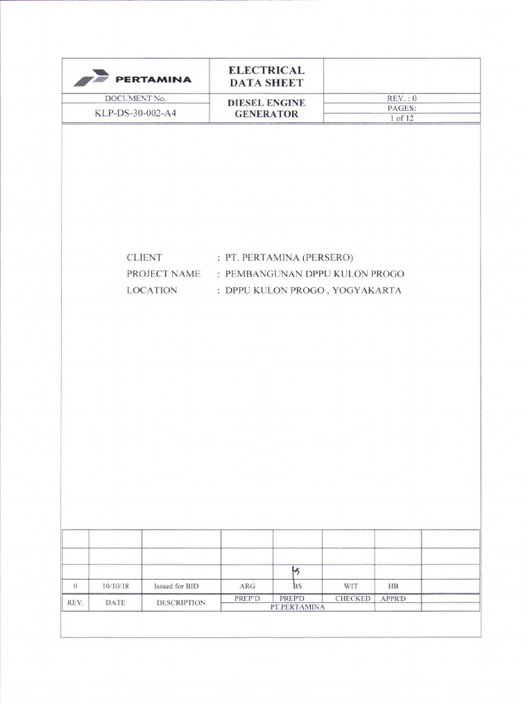 Datasheet Diesel Engine Generator | PDF