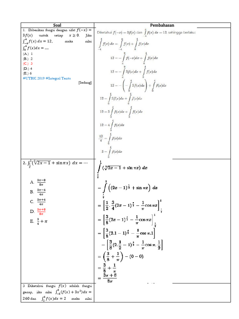 Bab 9 - Pembahasan Soal Integral | PDF