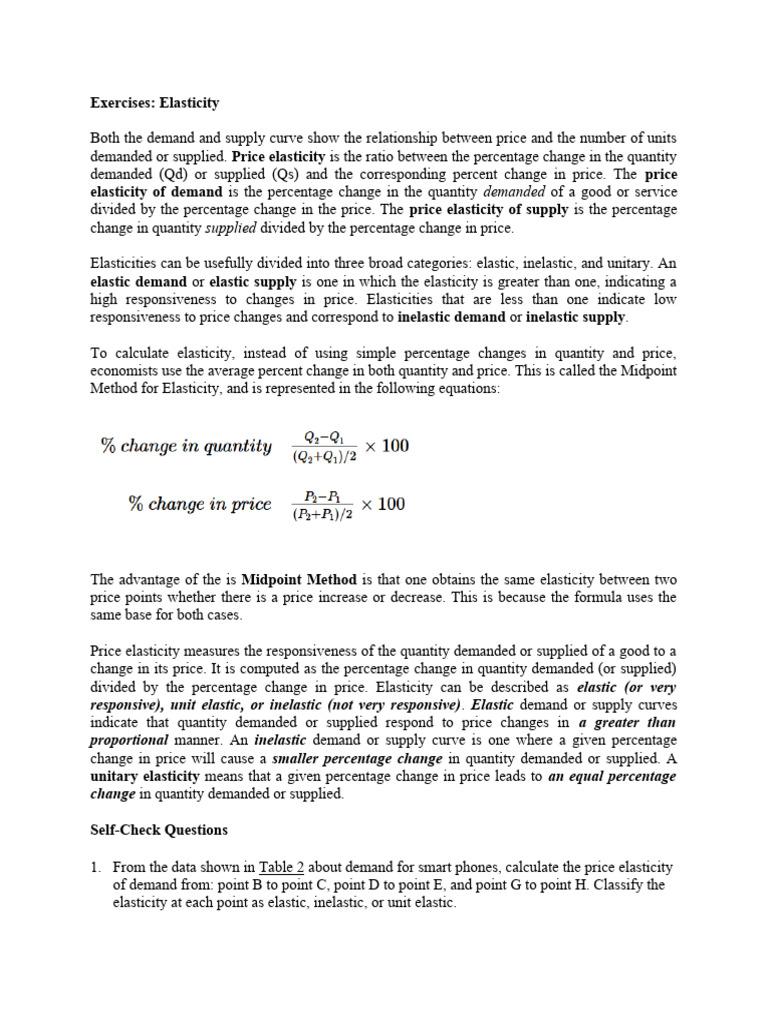 Exercises_Elasticity | PDF | Price Elasticity Of Demand | Elasticity (Economics)