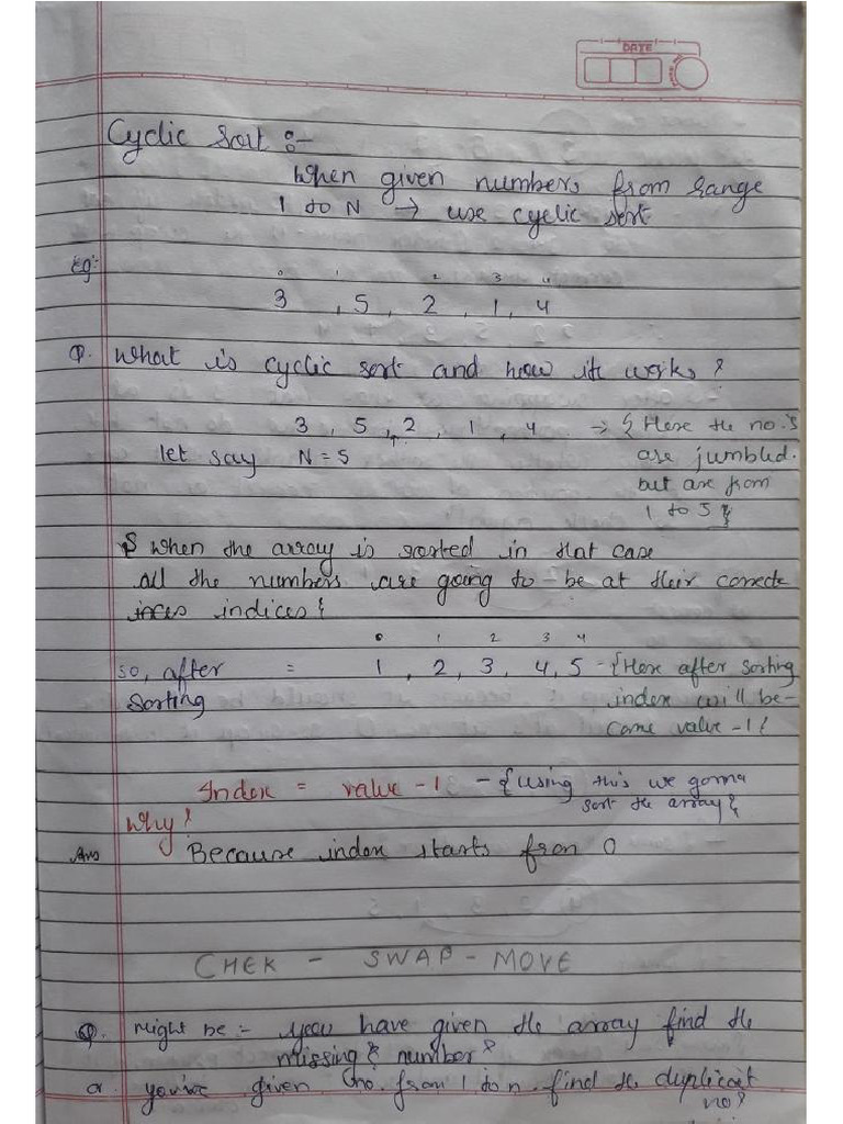 Cyclic Sort Notes | PDF