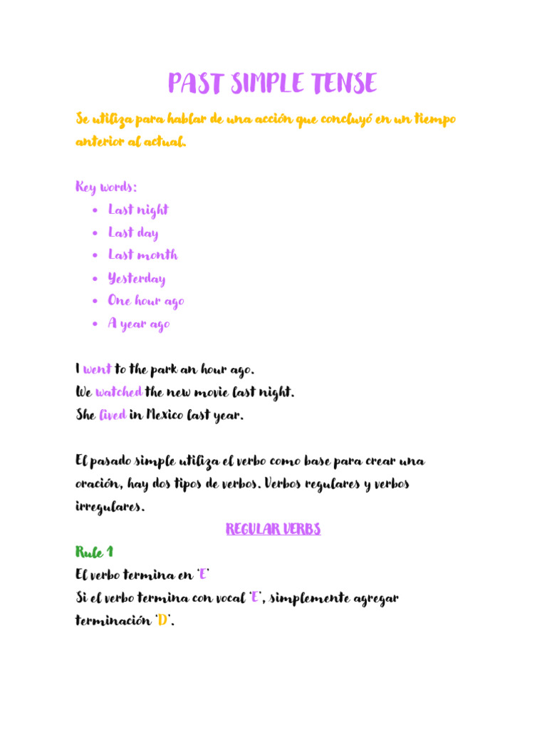 Uso del Pasado Simple en Inglés | PDF | Lingüística | Gramática