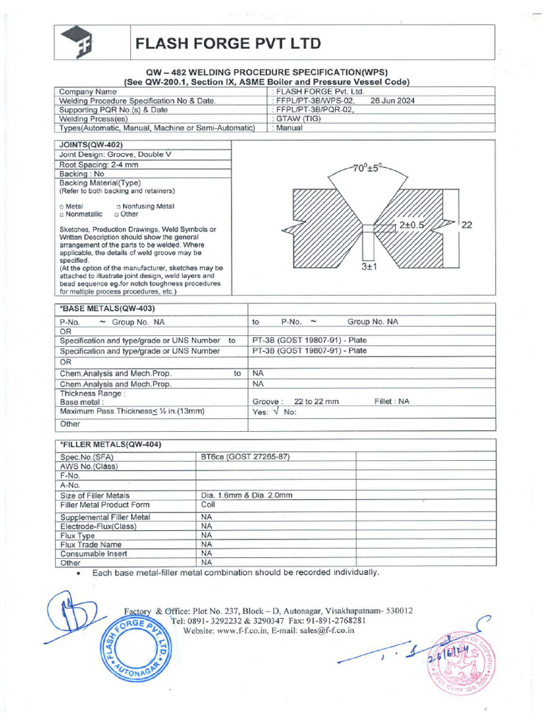 WPS, PQR & WPS of TItanium PT3B | PDF