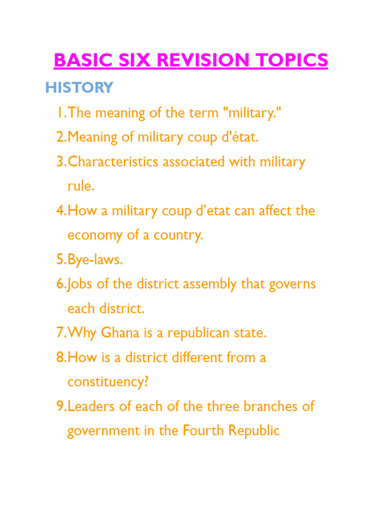 Basic Six Revision Topics | PDF