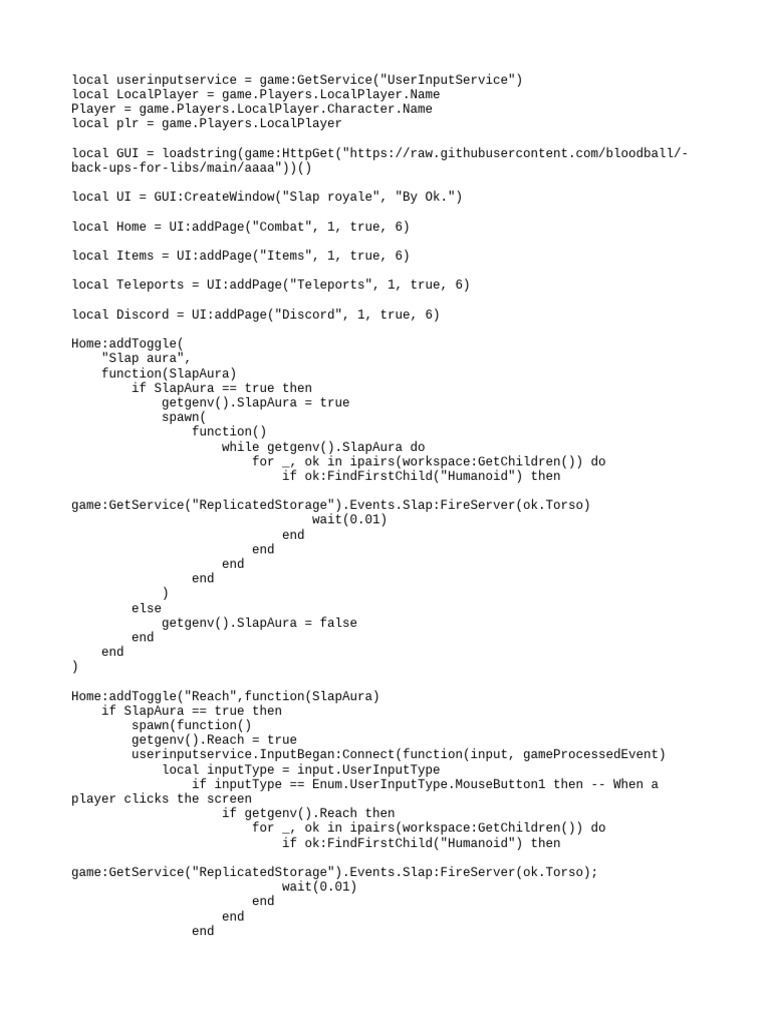 Slap Royale Script | PDF | Software | Computing