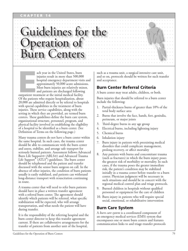 Guidelines For The Operation of Burns Centers | PDF