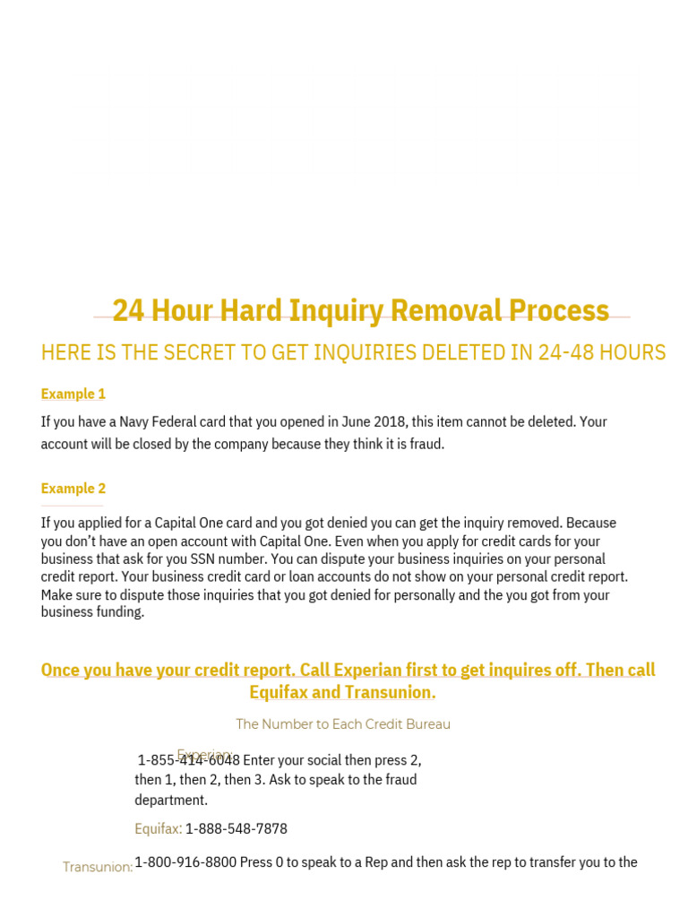 Quick Credit Inquiry Removal Guide | PDF | Credit History | Credit Bureau