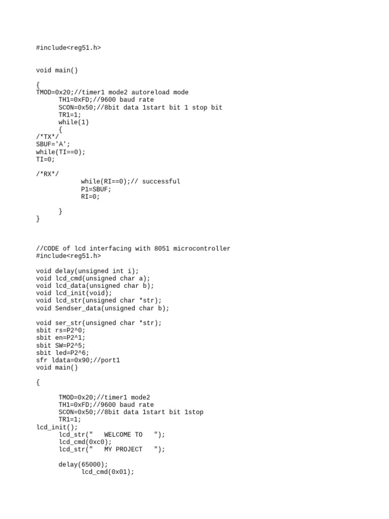 8051 Microcontroller LCD Interface Code | PDF | Computer Engineering | Computer Programming
