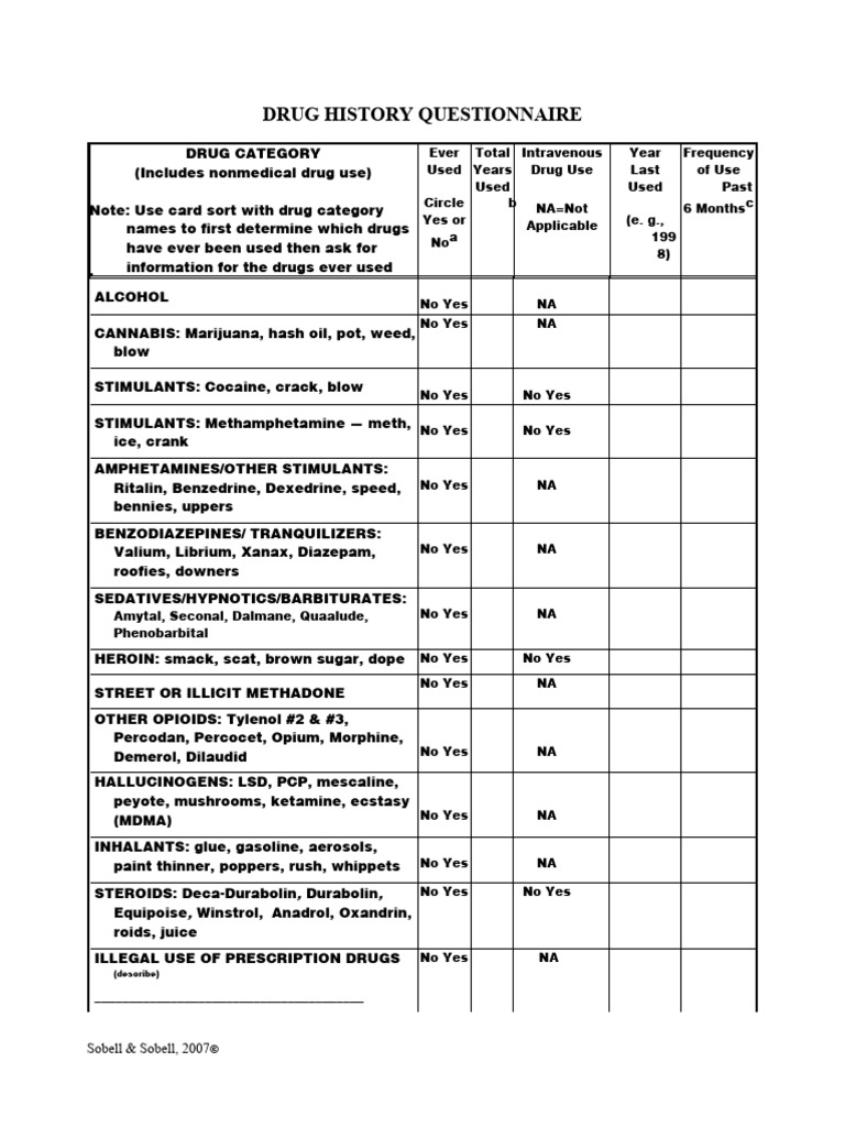 drug_history_questionnaire | Download Free PDF | Drugs | Recreational ...