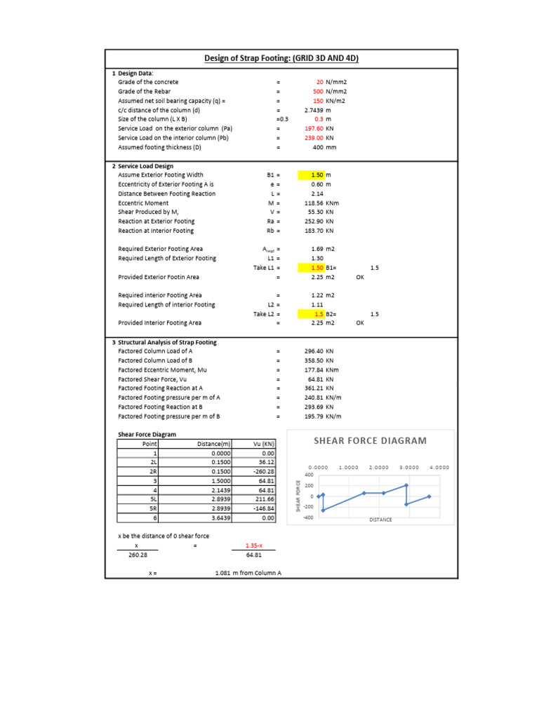 Strap Footing Structural Design | PDF | Beam (Structure) | Building ...