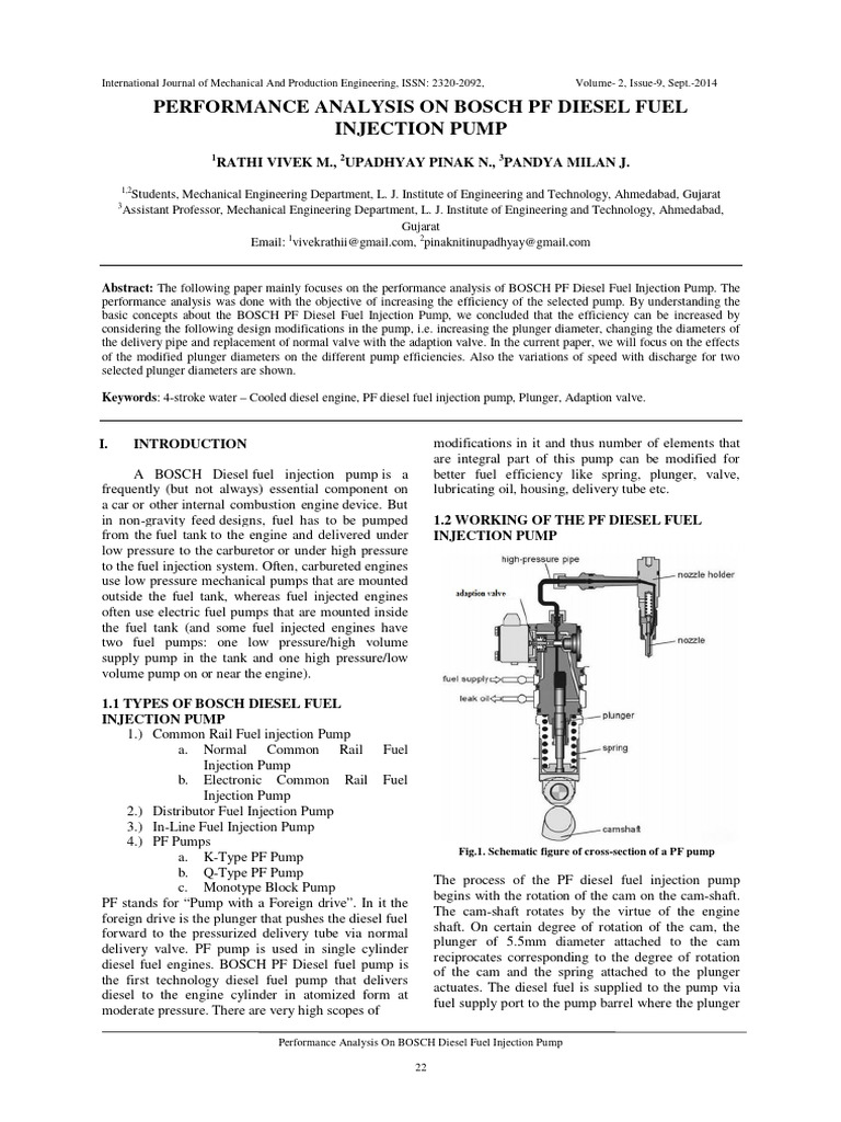 BOSCH Diesel Pump Performance Analysis | PDF | Diesel Engine | Fuel ...