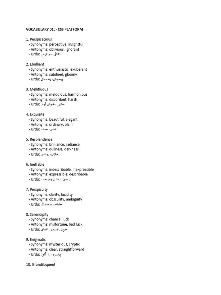 CSS Platform - Vocabulary | PDF | Famine