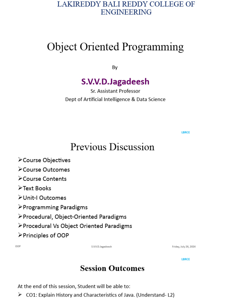 Unit-I Introduction To Java | PDF | Java (Programming Language ...