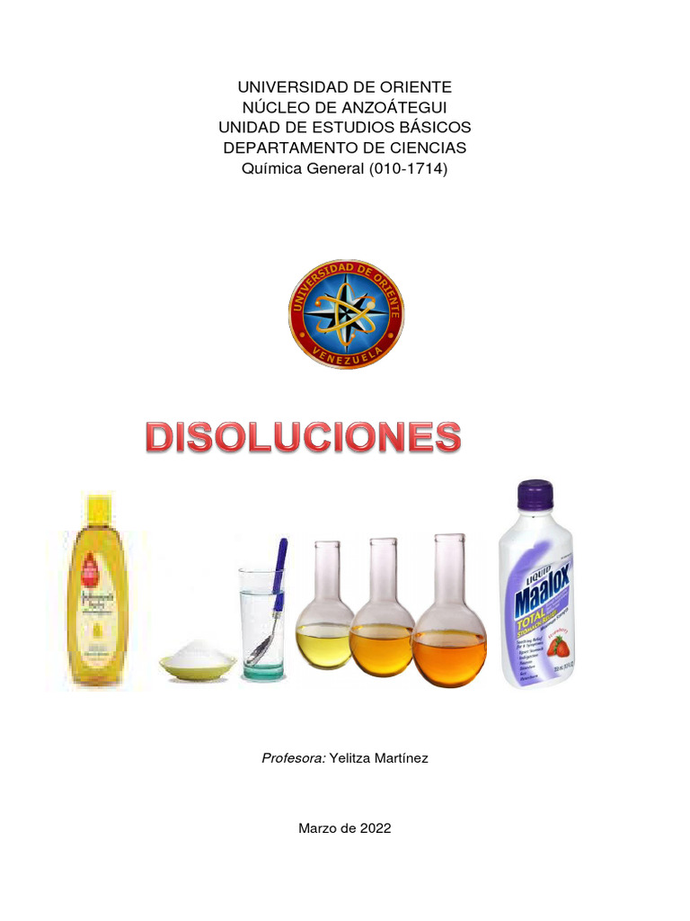 Guía de Disoluciones 1-2022-1 | PDF | Concentración | Valoración