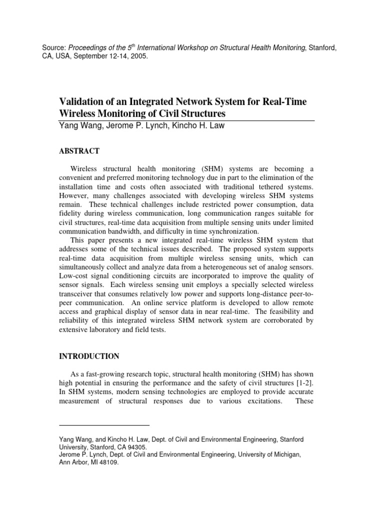 ME0005 (2005) - Validation of An Integrated Network System For Real-Time Wireless Monitoring of ...