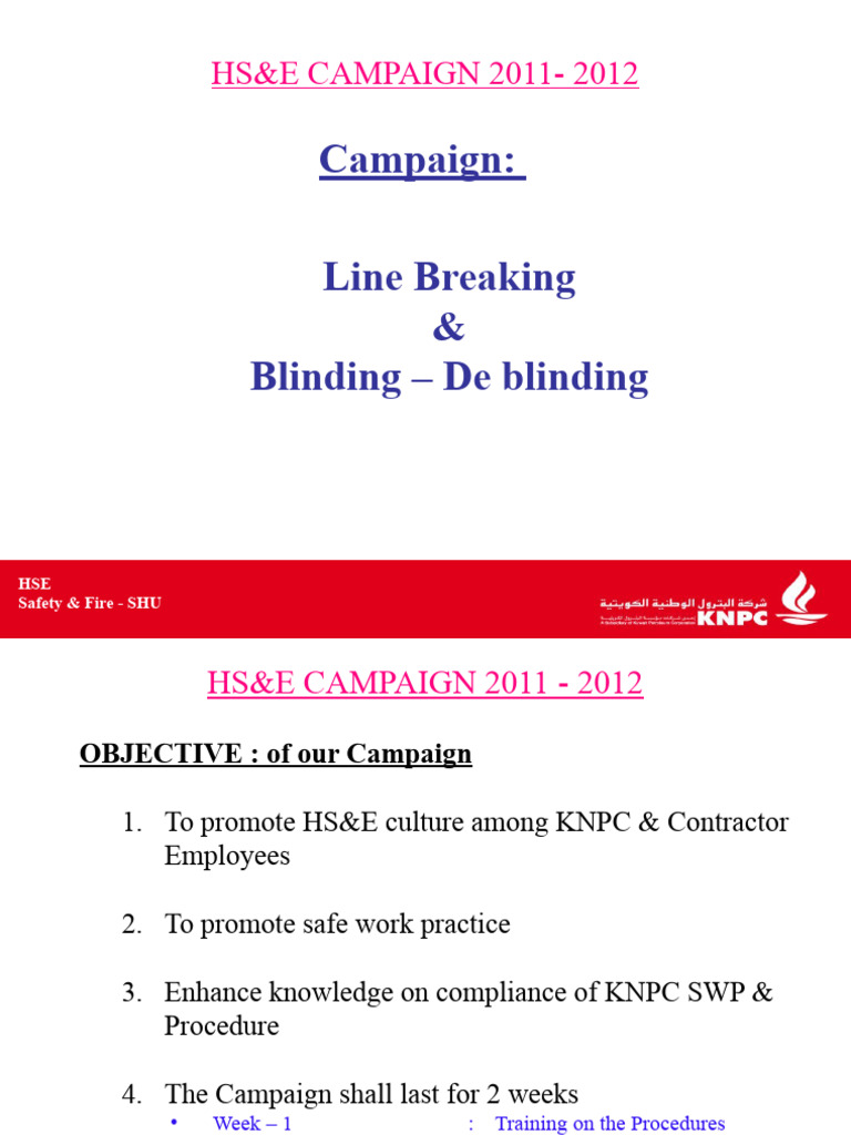 Line Breaking, Blinding & De-Blinding Procedure | Download Free PDF ...