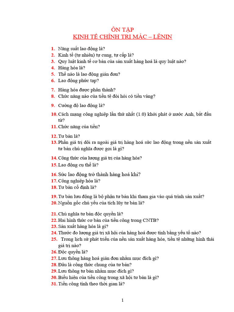 ÔN TẬP KTCT | PDF