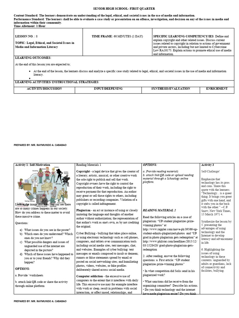 Module 8 Lesson 8 | PDF | Plagiarism | Social Media