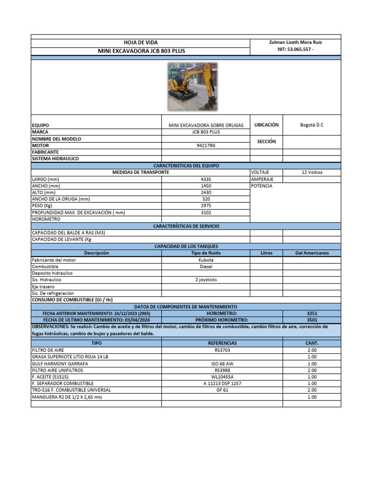 Ficha Tecnica Maquina 2 Stiven | PDF | Vehículos
