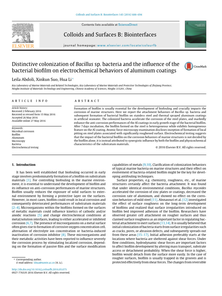 Distinctive Colonization of Bacillus Sp. Bacteria and The Influence of ...
